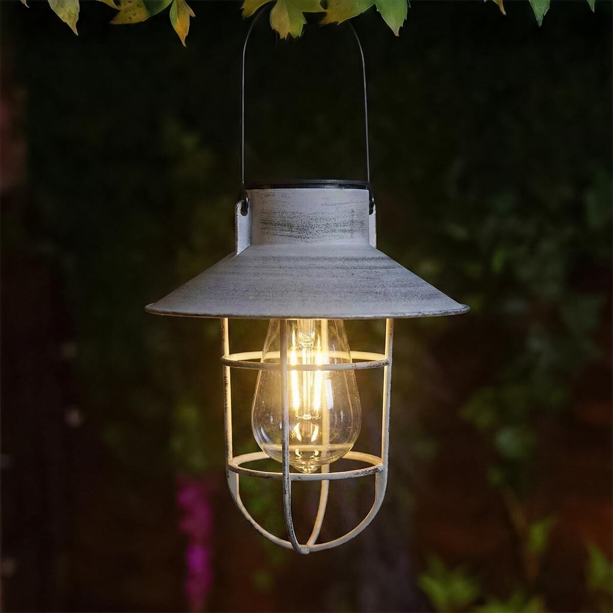 Solar Grey Fisherman Filament Effect LED Hanging Lantern