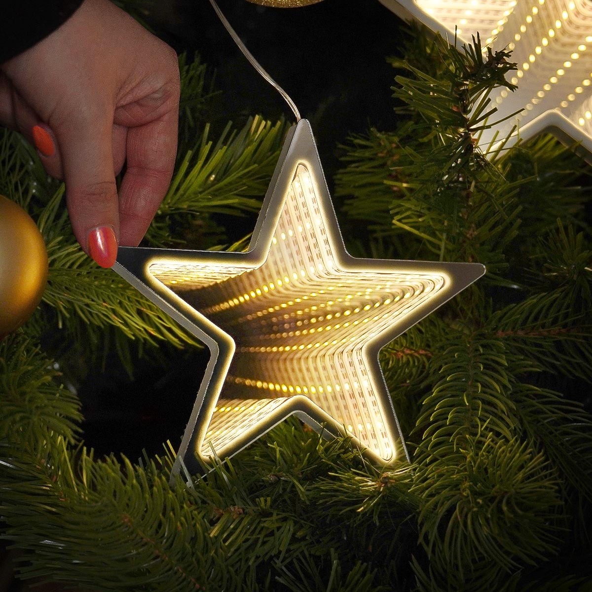 Hanging Star Infinity Mirror Christmas Tree Decoration